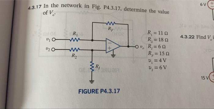 Solved 4.3.17 In the network in Fig. P4.3.17, determine the | Chegg.com
