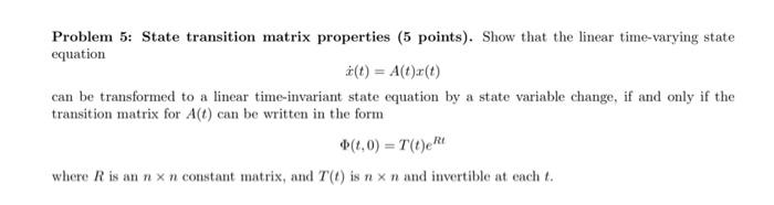Solved Problem 5 State Transition Matrix Properties 5