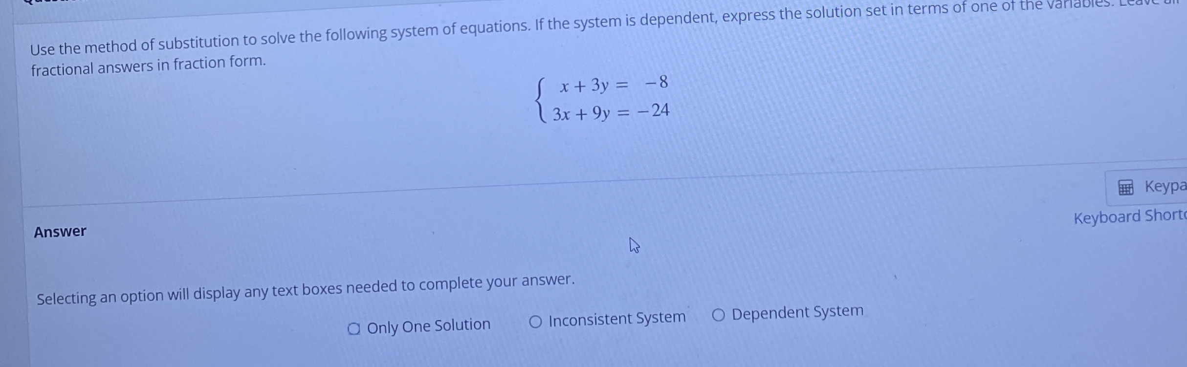 Solved Use the method of substitution to solve the following | Chegg.com