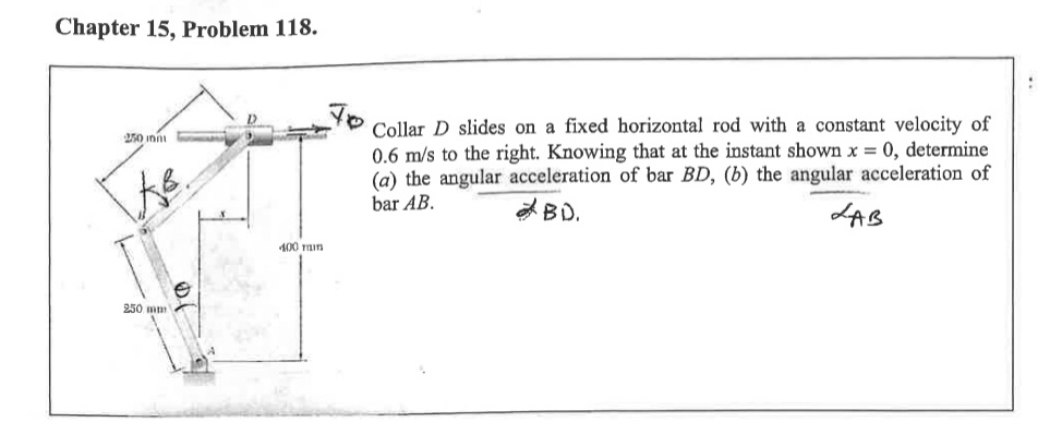 Solved Chapter 15, ﻿Problem 118.?b ﻿Collar D ﻿slides on a | Chegg.com