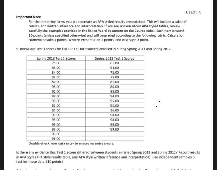 T Test Table Apa