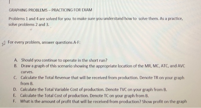 Solved GRAPHING PROBLEMS - PRACTICING FOR EXAM Problems 1 | Chegg.com