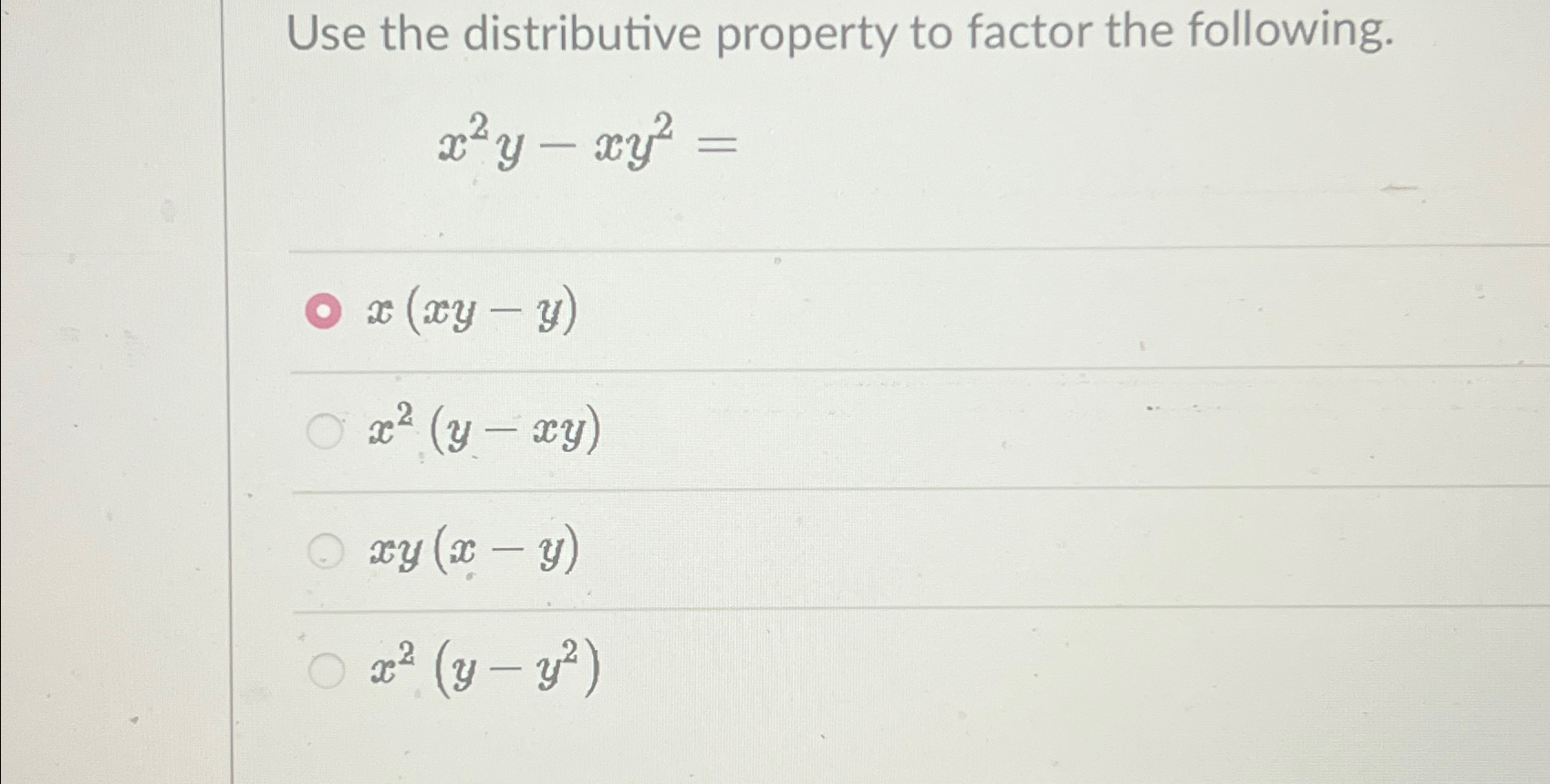 Solved Use the distributive property to factor the | Chegg.com