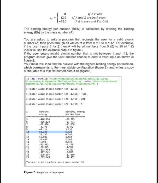 Solved 1. Problem Description: The total nuclear binding | Chegg.com