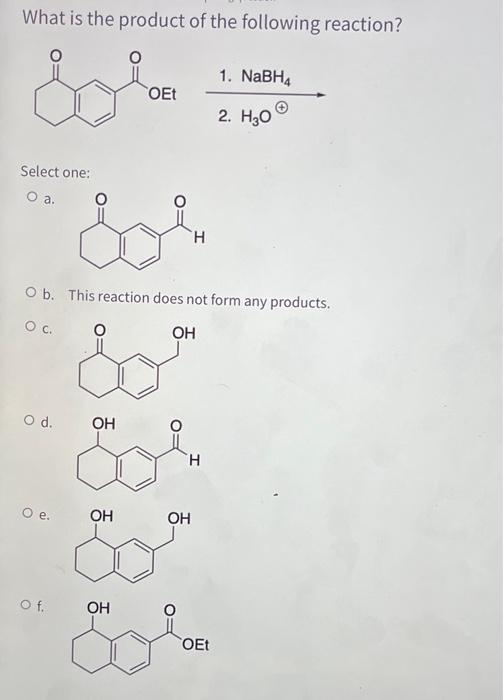 Solved What Is The Product Of The Following Reaction Select