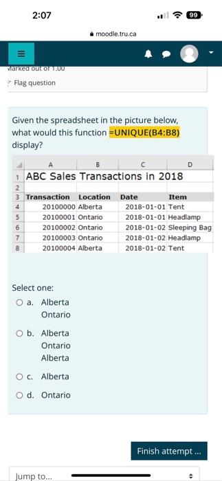 Solved Given the spreadsheet in the picture below, what | Chegg.com