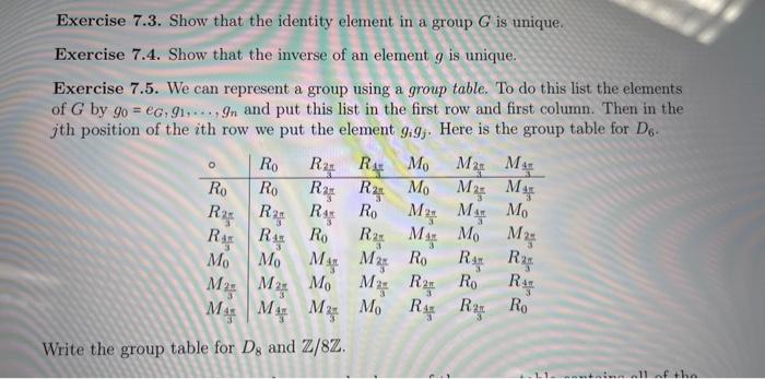 Solved Exercise 7.3. Show that the identity element in a | Chegg.com