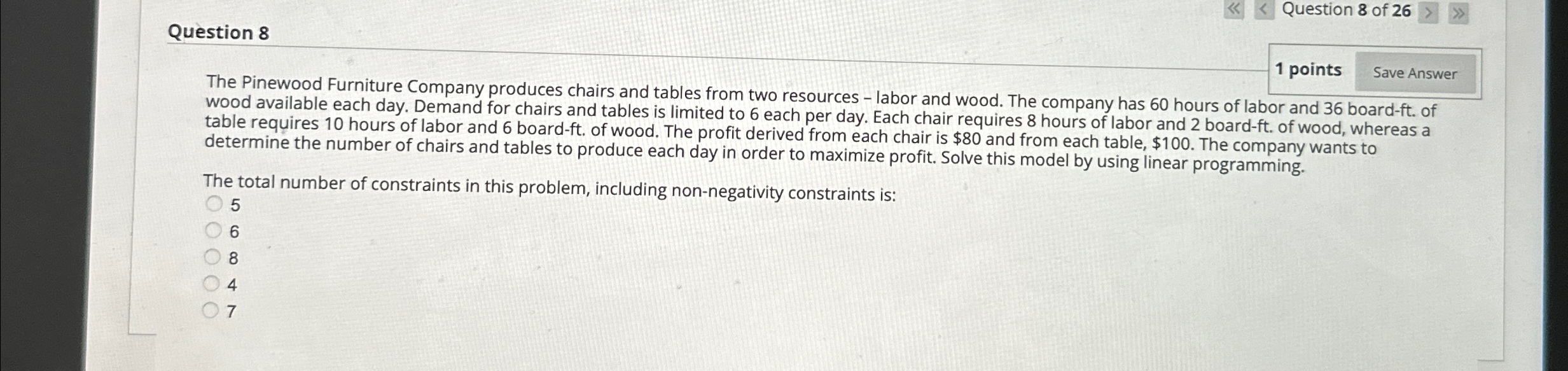 Solved Question 8Question 8 ﻿of 261 ﻿pointsThe Pinewood | Chegg.com