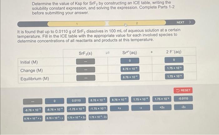 Solved Determine the value of Ksp for SrF2 by constructing | Chegg.com