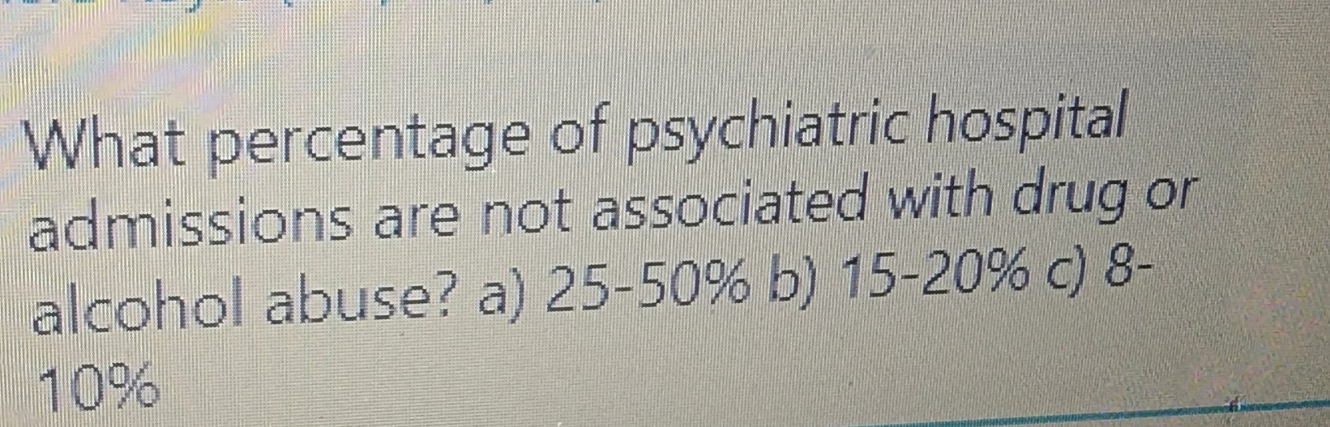 Solved What percentage of psychiatric hospitaladmissions are | Chegg.com