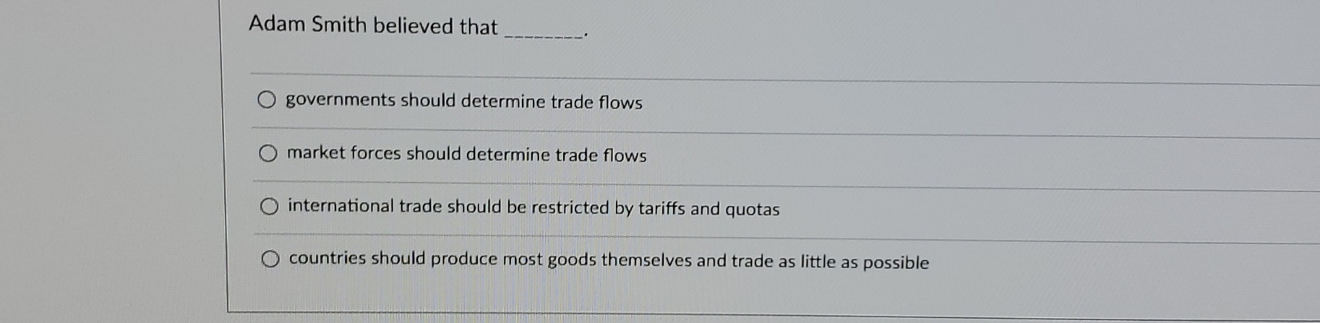 Solved Adam Smith believed that q,governments should | Chegg.com