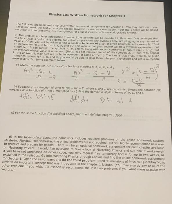 Solved The following problems make up your written homework | Chegg.com