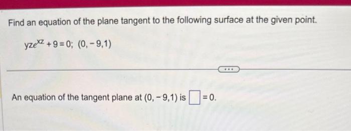 Solved Find an equation of the plane tangent to the | Chegg.com