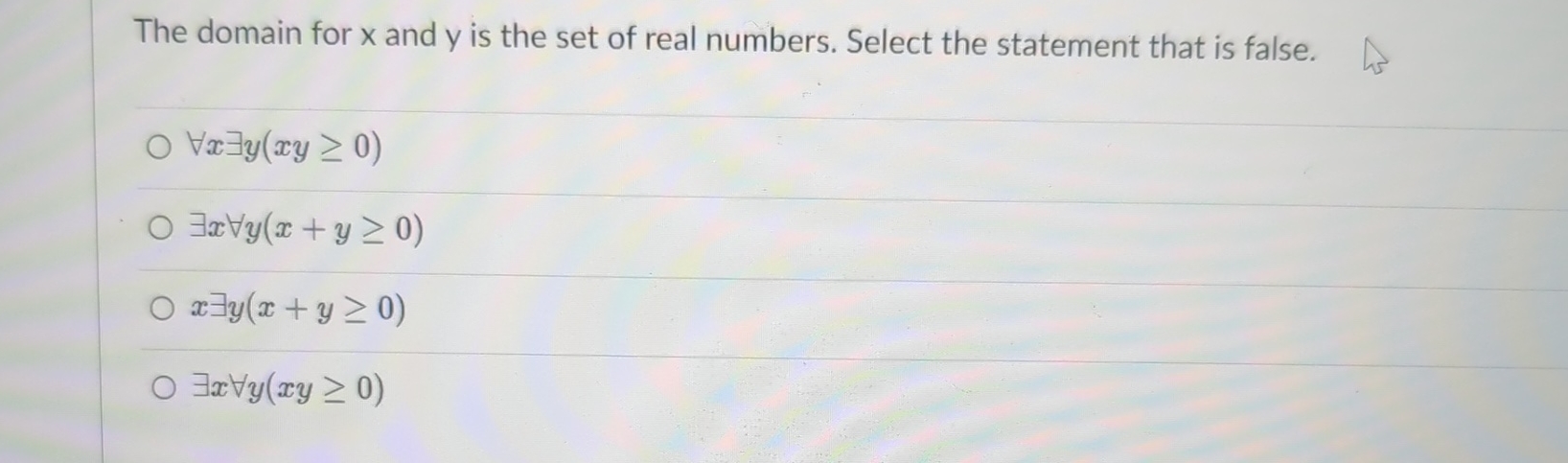 Solved The domain for x ﻿and y ﻿is the set of real numbers. | Chegg.com