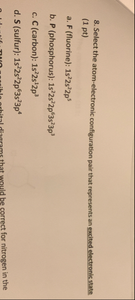 Solved Select the atom-electronic configuration pair that | Chegg.com