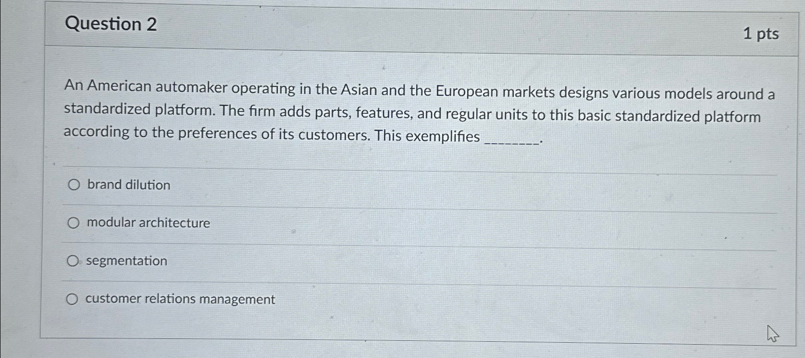 Solved Question 21ptsAn American automaker operating in the | Chegg.com