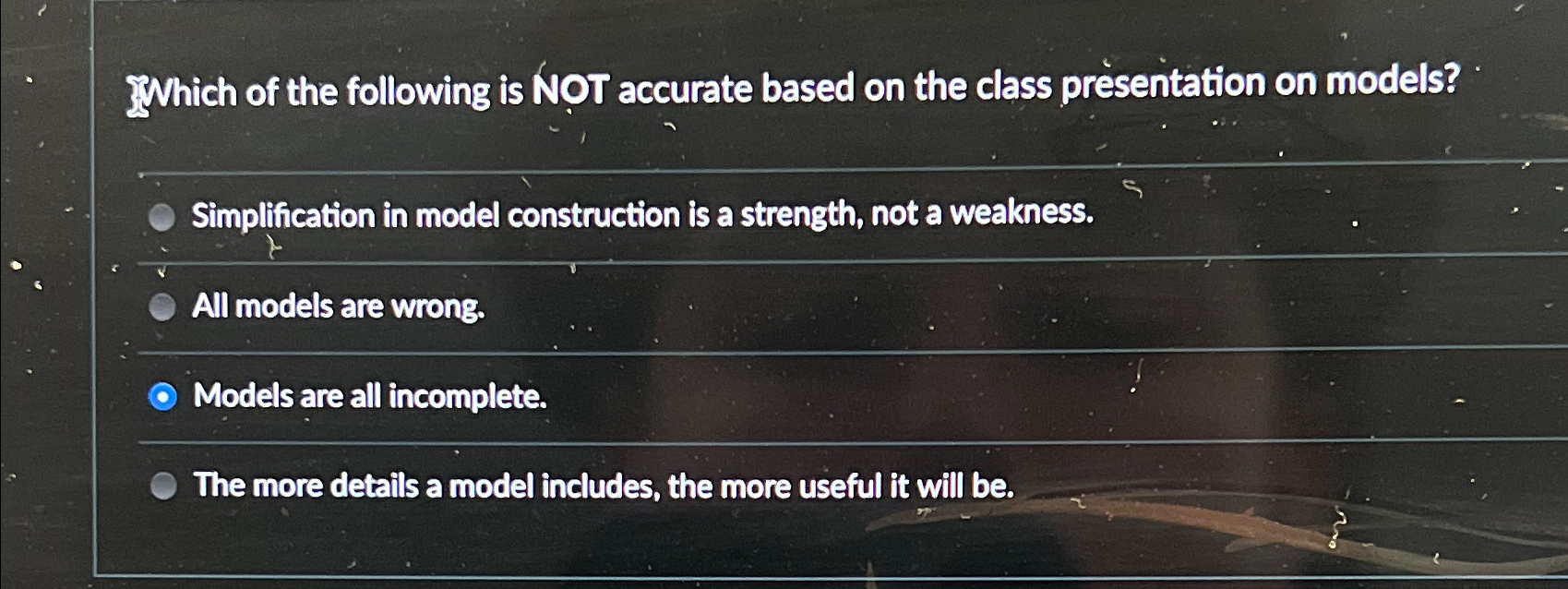 Solved Which of the following is NOT accurate based on the | Chegg.com