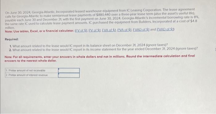 Solved On June 30, 2024, Georgia-Atlantic. Incorporated | Chegg.com