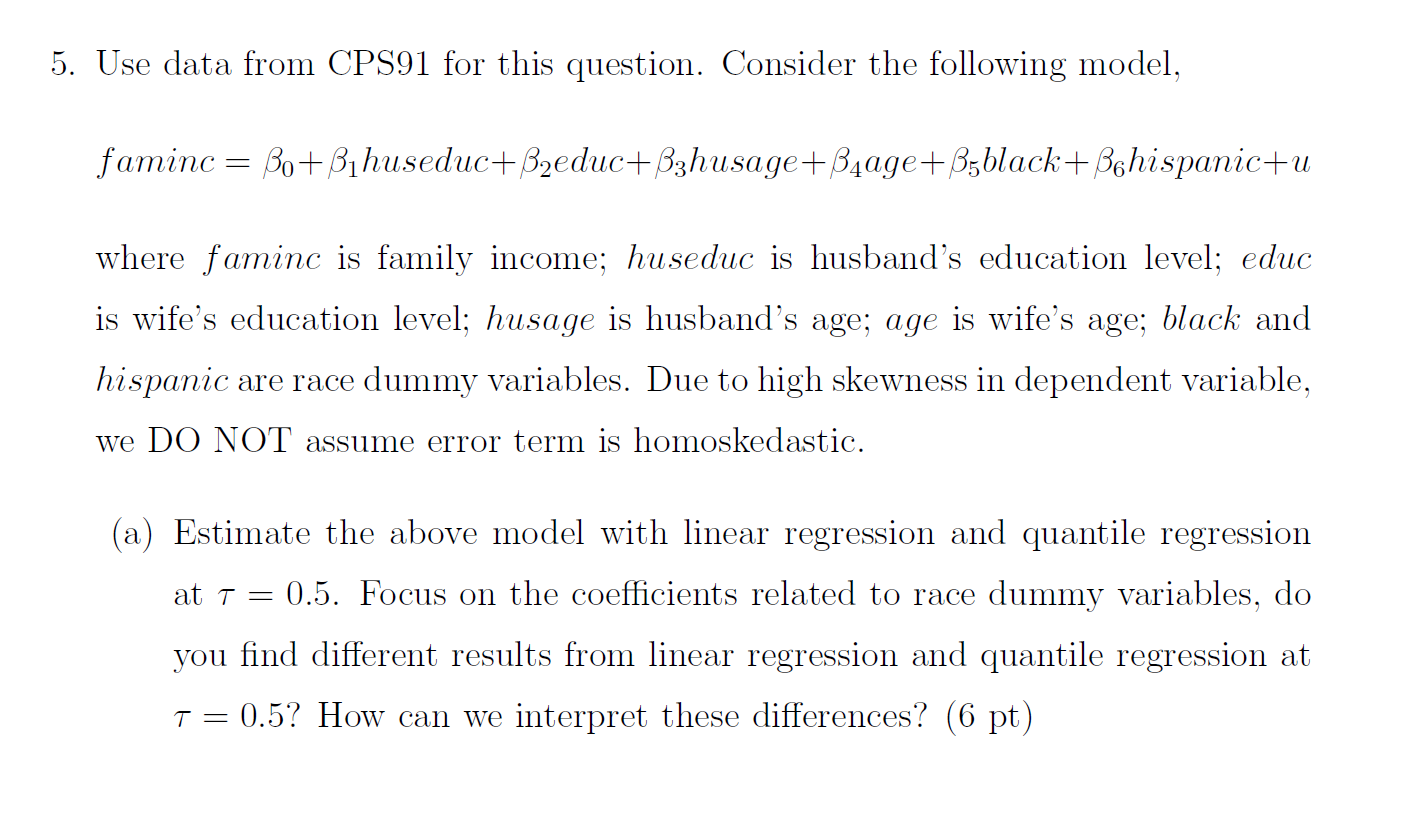 Solved Use data from CPS91 for this question. Consider the | Chegg.com Solved Use data from CPS91 for this question. Consider the | Chegg.com