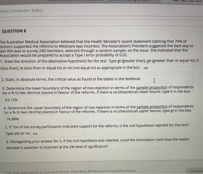 Solved de CML Quiz stion Completion Status: QUESTION 8 The | Chegg.com