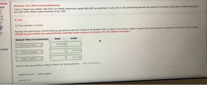 Solved URCES Ork Exercise 12-5 (Part Level Submission) | Chegg.com