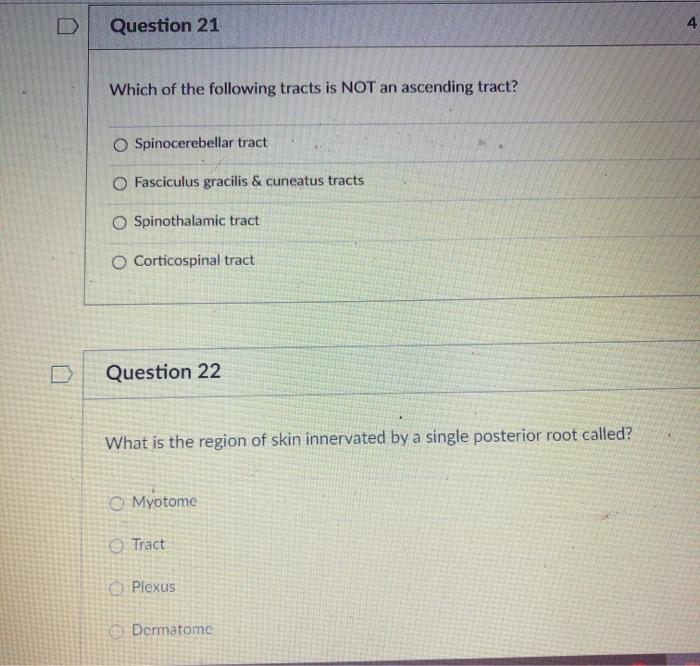 Solved D Question 21 4 Which of the following tracts is NOT | Chegg.com