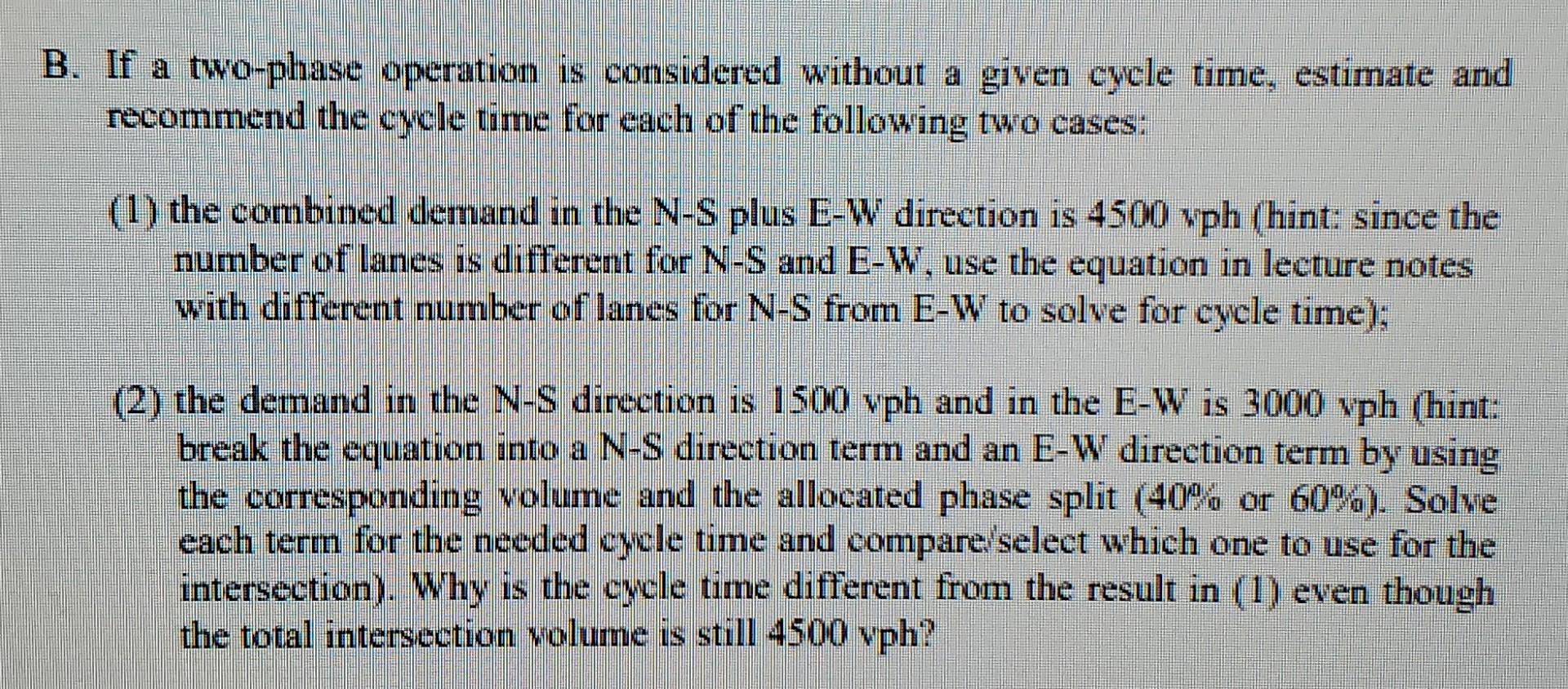 Solved Field data from a four-legged intersection included | Chegg.com