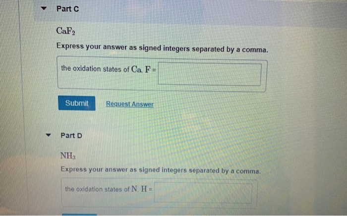 Solved Part C CaF2 Express your answer as signed integers | Chegg.com