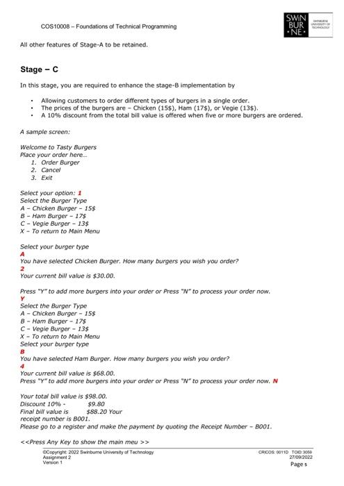 Solved COS10008 - Foundations of Technical Programming All | Chegg.com