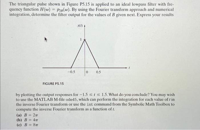 Solved The triangular pulse shown in Figure P5.15 is applied | Chegg.com