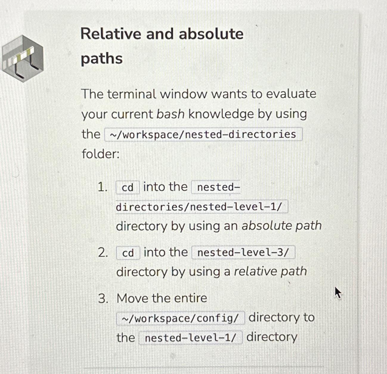 Solved Relative and absolute pathsThe terminal window wants | Chegg.com