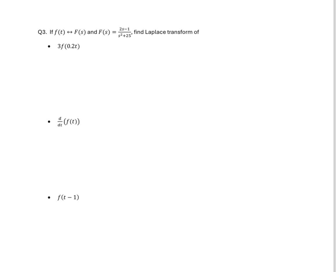 Solved Q3 ﻿if F T Harrf S ﻿and F S 2s 1s2 25 ﻿find