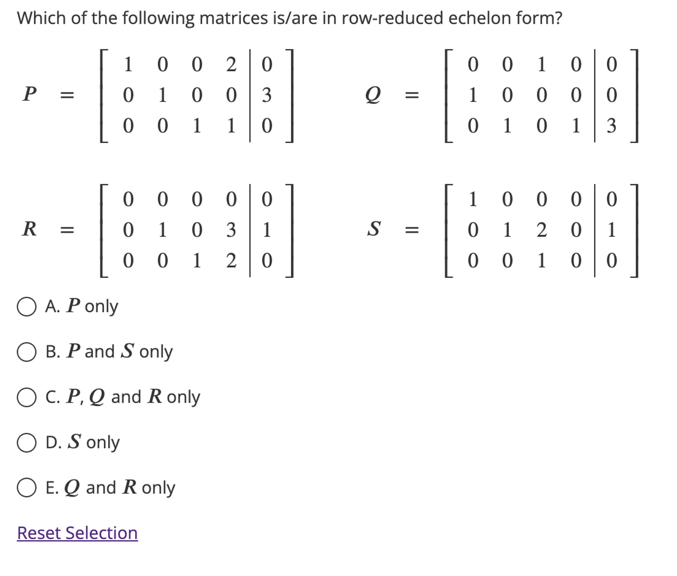 Solved Which of the following matrices is/are in row-reduced | Chegg.com