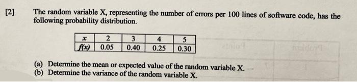 Solved The random variable X, representing the number of | Chegg.com