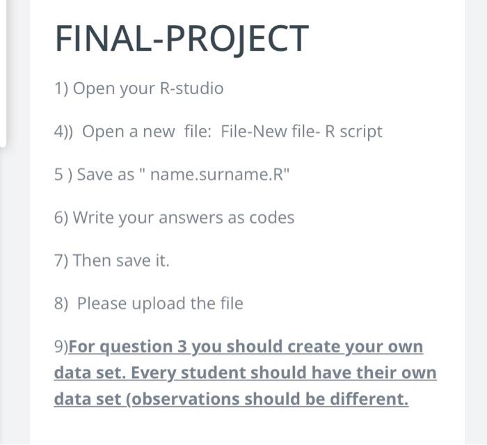 Solved Note: For question 3 you should create your own data | Chegg.com