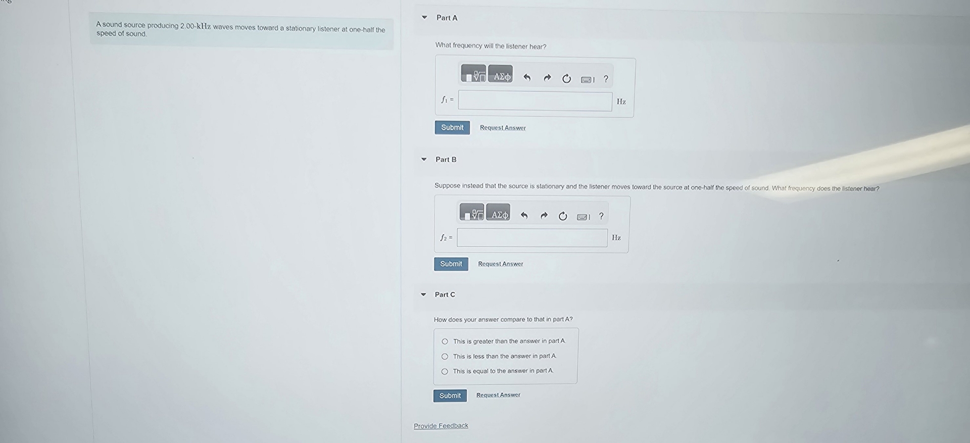 Solved A sound source producing 2.00-kHz ﻿waves moves toward | Chegg.com