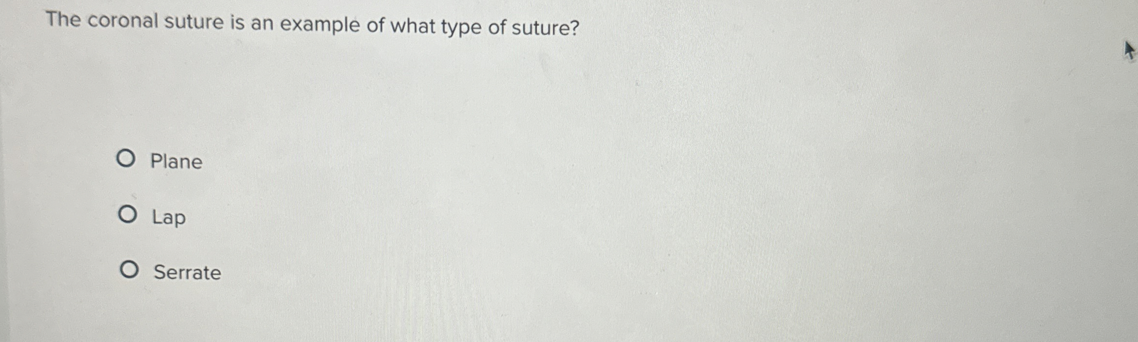 Solved The coronal suture is an example of what type of | Chegg.com