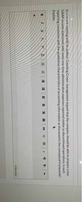 In a recent meeting with its auditor, Counting Crows' | Chegg.com