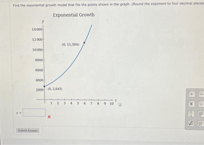 Solved Find the exponential growth model that fits the | Chegg.com