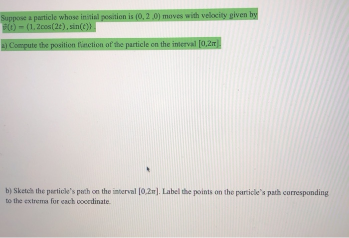 Solved Suppose a particle whose initial position is (0,2,0) | Chegg.com