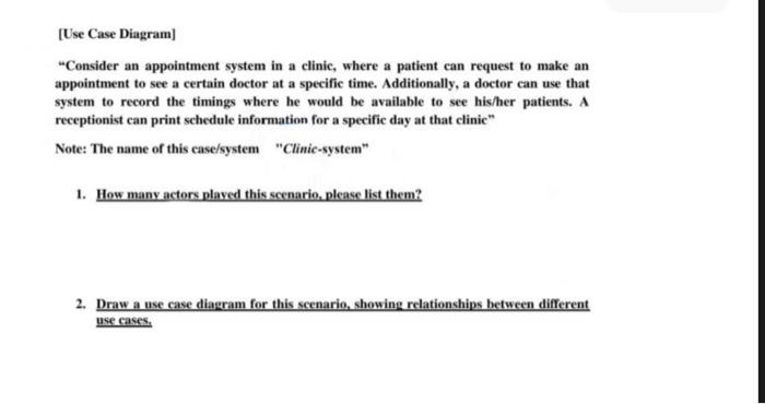 Solved (Use Case Diagram] "Consider an appointment system in | Chegg.com
