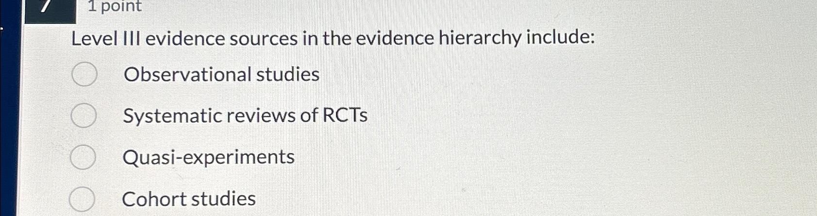 Solved Level III evidence sources in the evidence hierarchy | Chegg.com