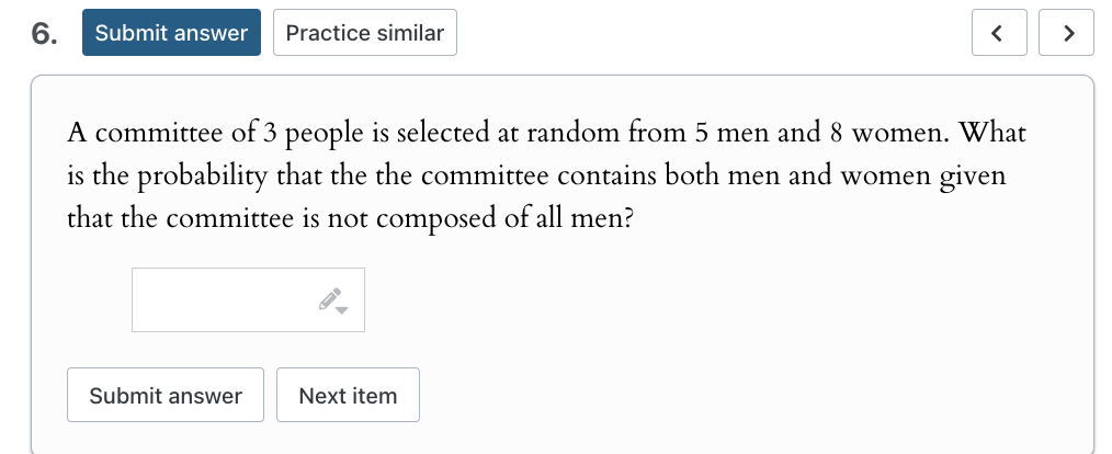 Solved A committee of 3 ﻿people is selected at random from 5 | Chegg.com
