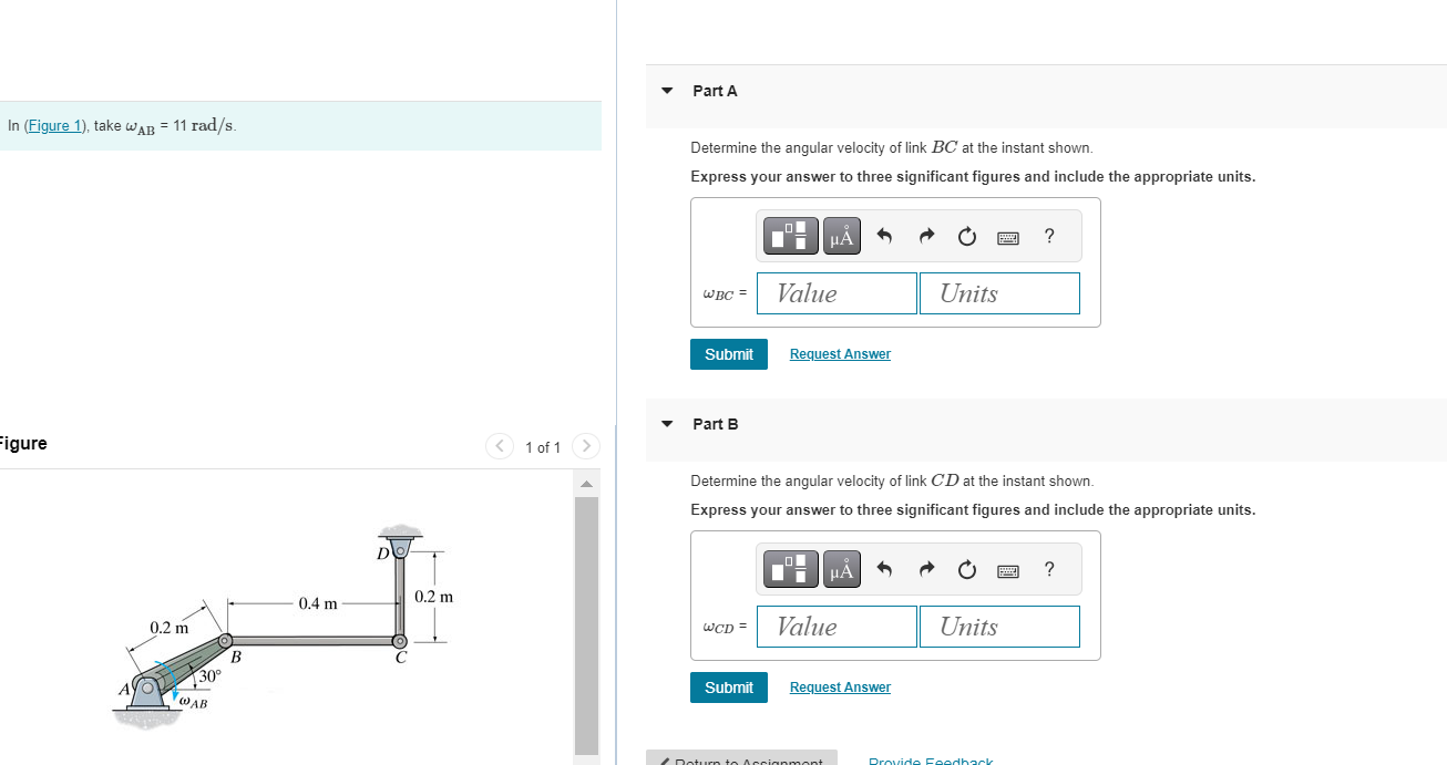 Solved Part Ain Figure 1 ﻿take ωab 11rads Determine The