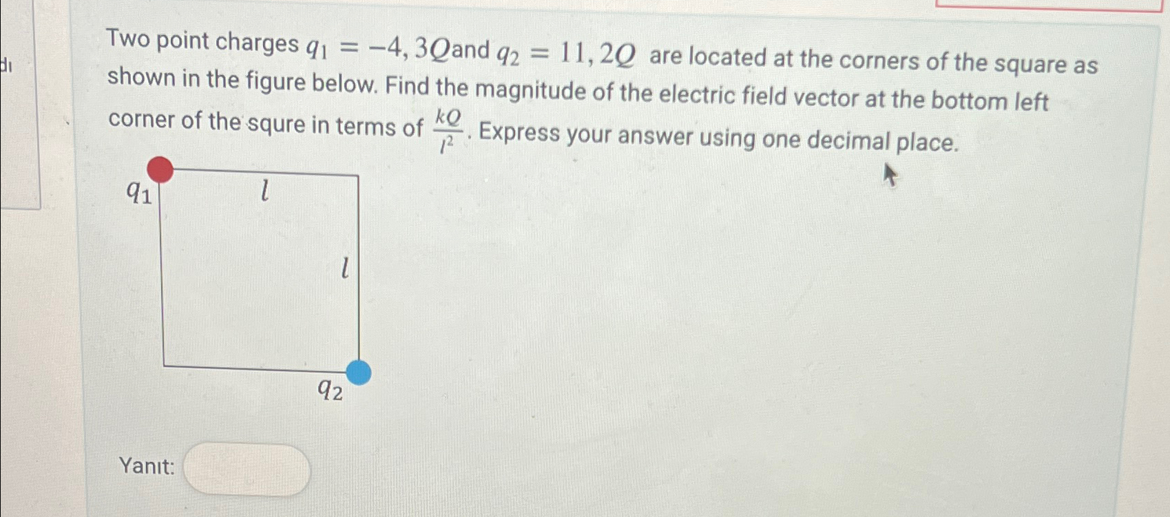 Solved Two point charges q1=-4,3Q ﻿and q2=11,2Q ﻿are located | Chegg.com