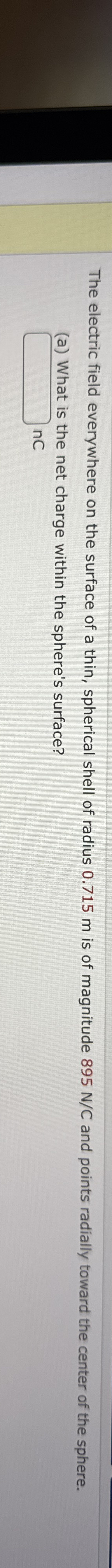 Solved The electric field everywhere on the surface of a | Chegg.com