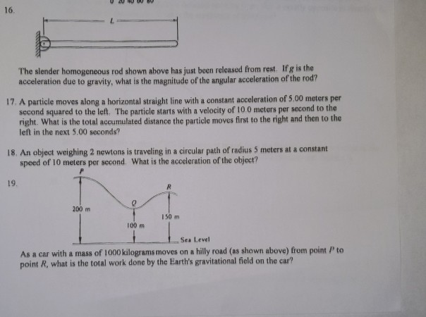 Solved The slender homogeneous rod shown above has just been | Chegg.com