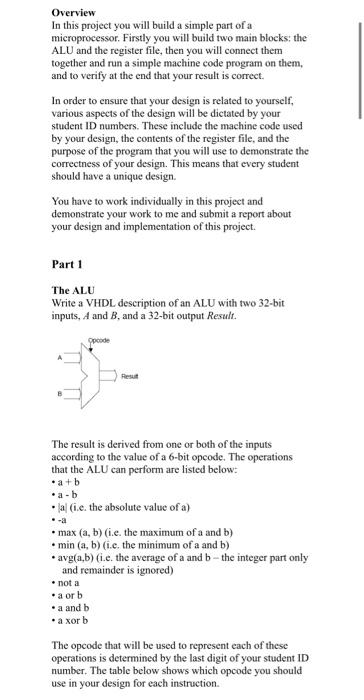 Solved Overview In this project you will build a simple part | Chegg.com
