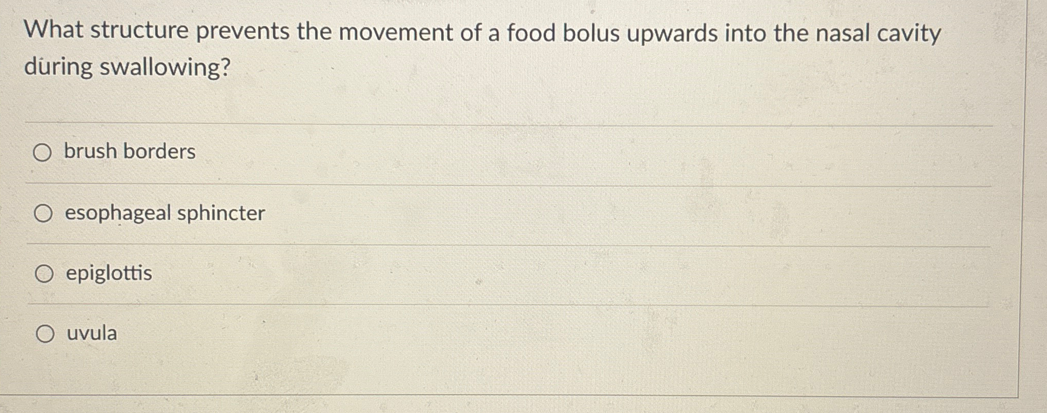 Solved What structure prevents the movement of a food bolus | Chegg.com