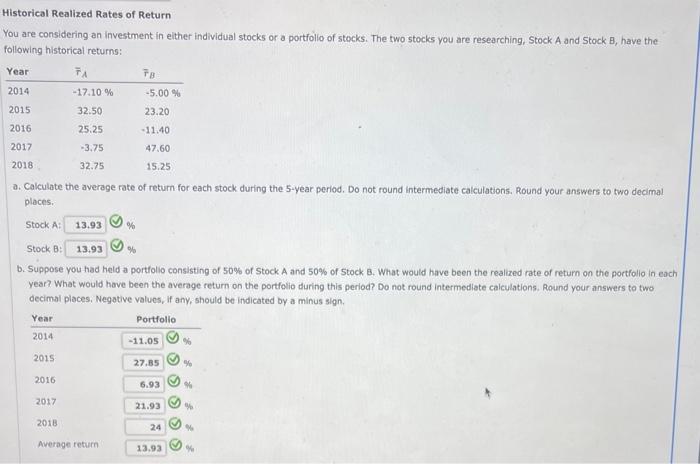 Solved Iistorical Realized Rates of Return ou are | Chegg.com